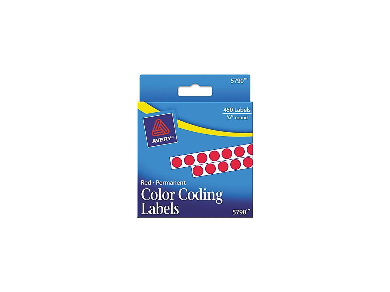 Avery Permanent Self-Adhesive Round Color-Coding Labels, 1/4" dia, Red ...