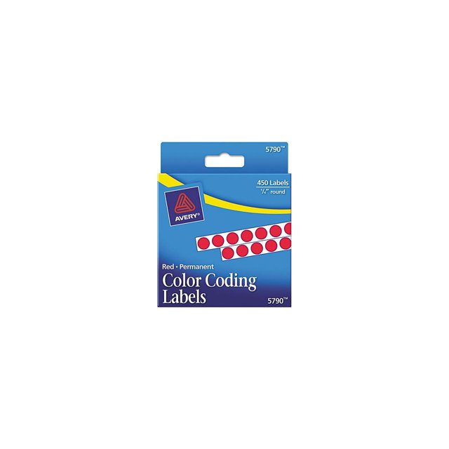 Avery Permanent Self-Adhesive Round Color-Coding Labels, 1/4" dia, Red ...