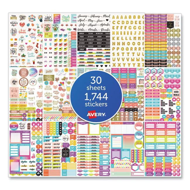 Avery Planner Sticker Variety Pack, Assorted Color - 1744 per Pack ...