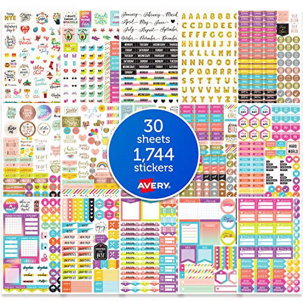 Avery Planner Stickers Variety Pack, 30 Sheets of Stickers, Set of ...