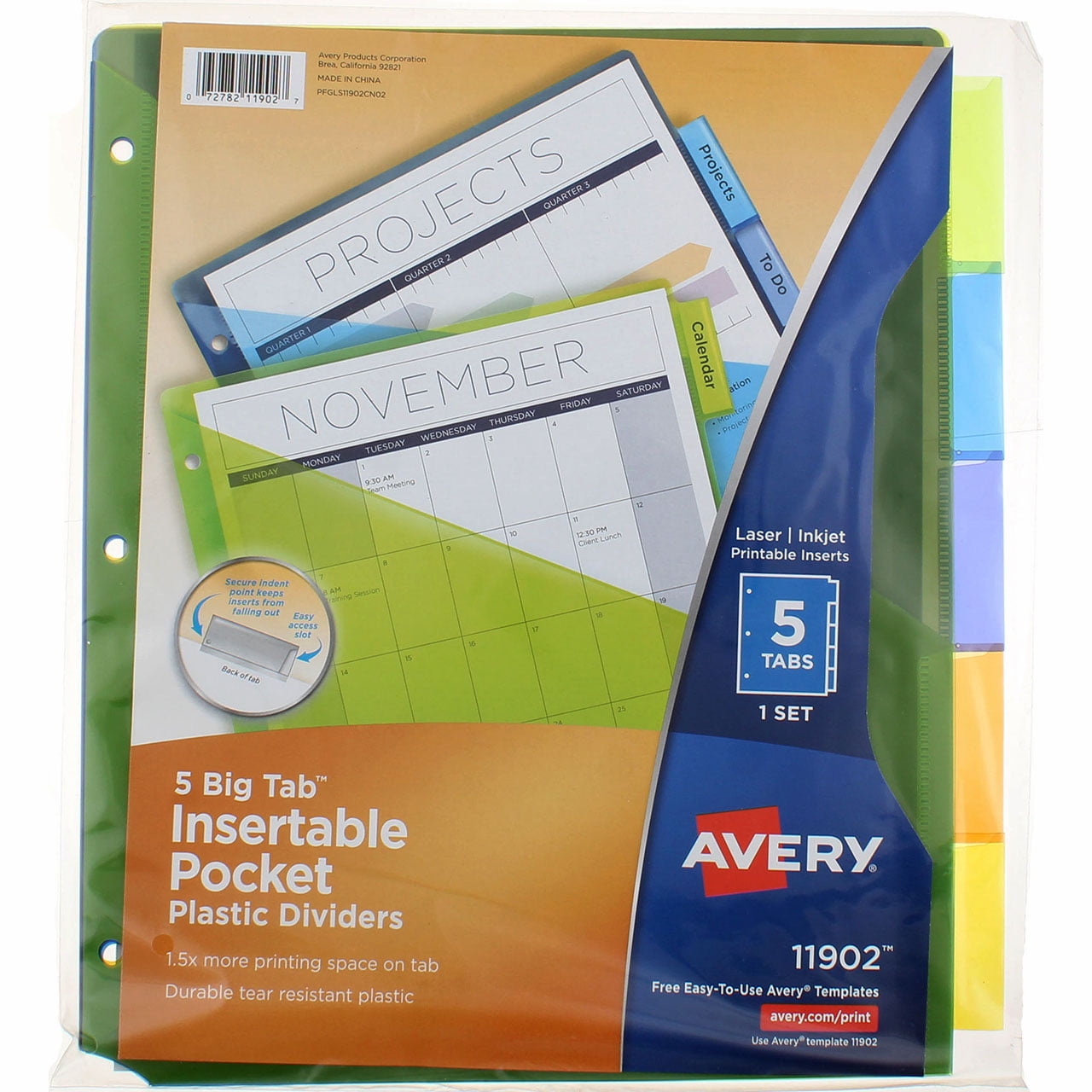 Avery Plastic 5-Tab Binder Dividers, Multicolor Big Tabs, Pockets ...