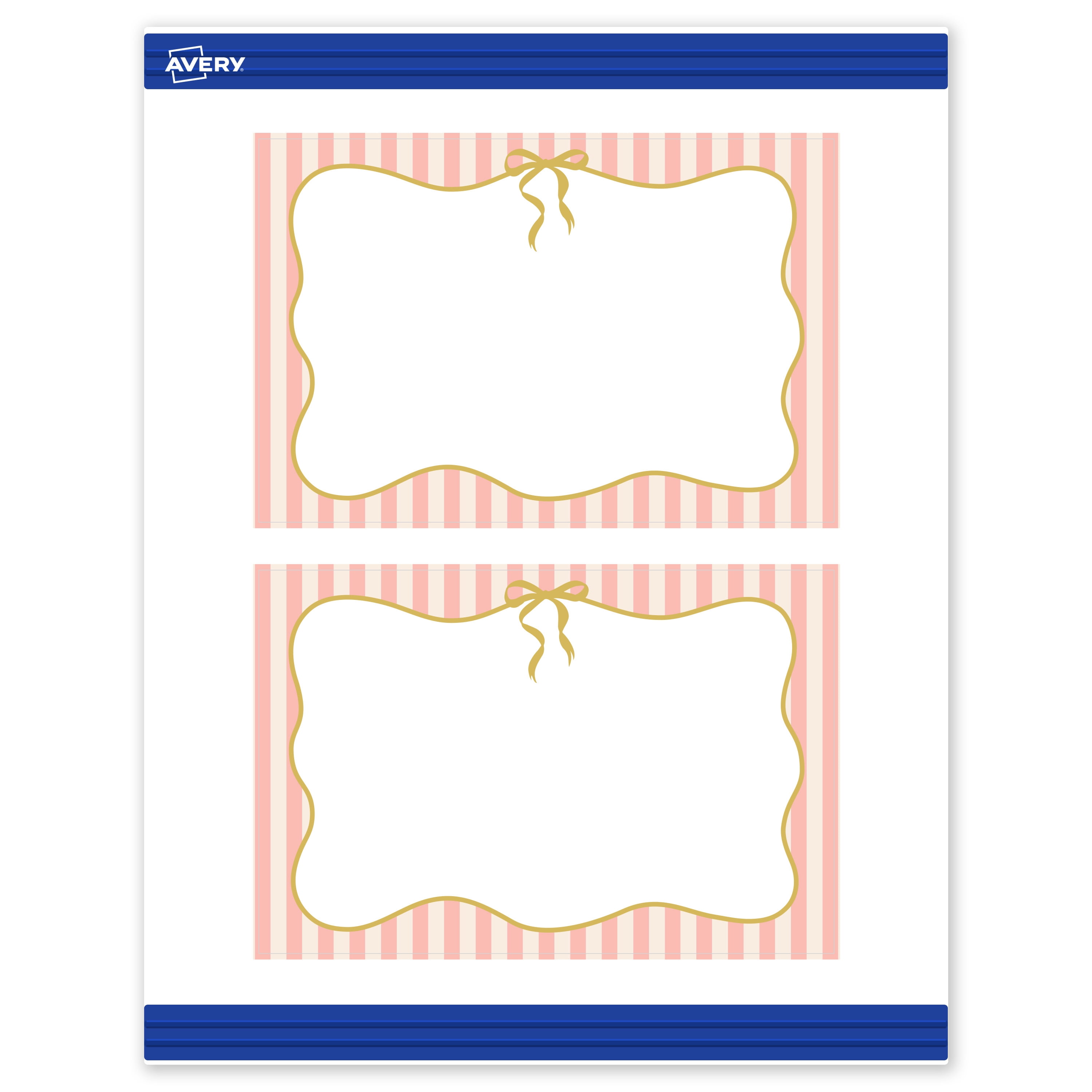 Avery Postcards, 4" x 6", Pink Stripes with Gold Bow, Matte - Walmart.com