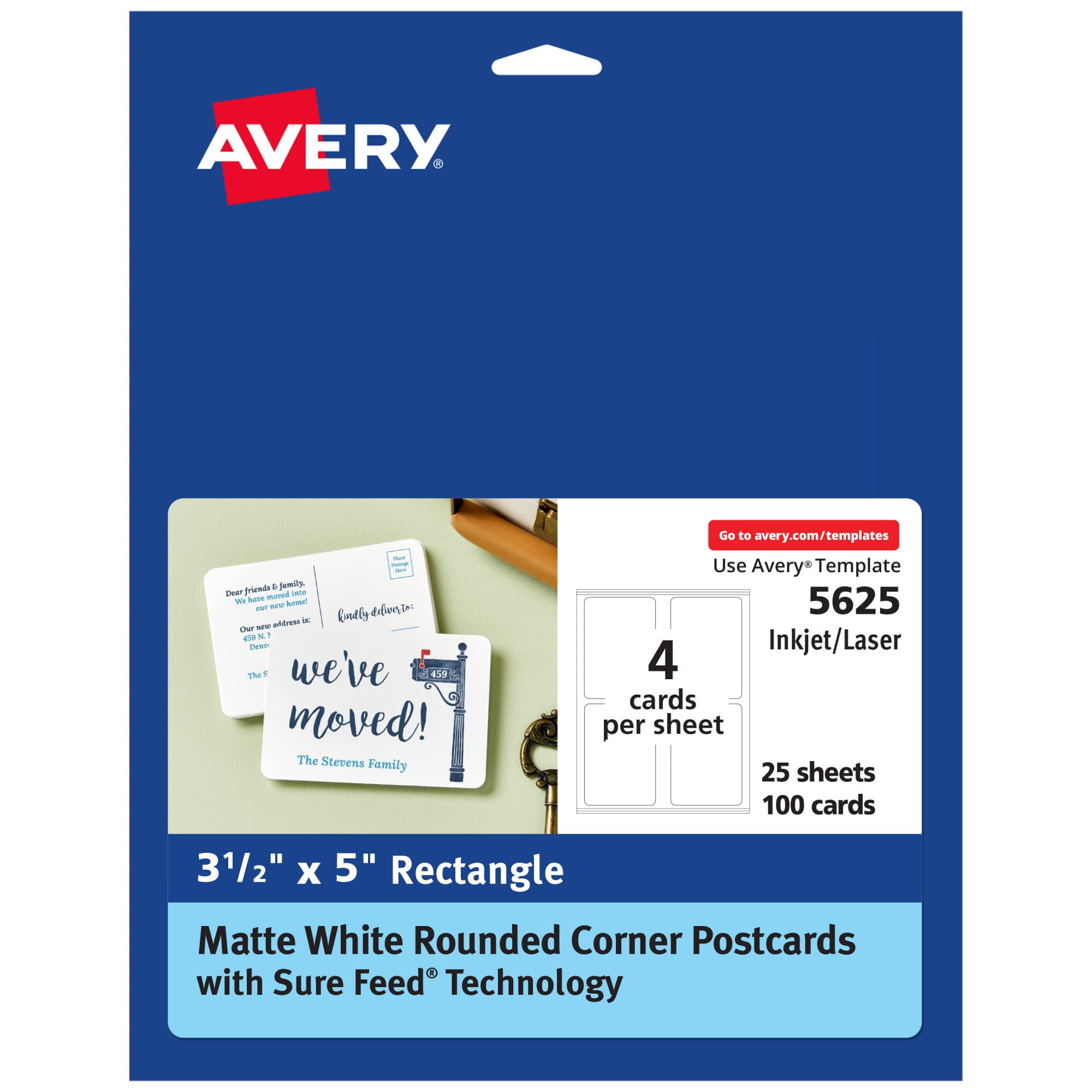 Avery Postcards with Rounded Corners and Sure Feed Technology, 3.5" x 5 ...