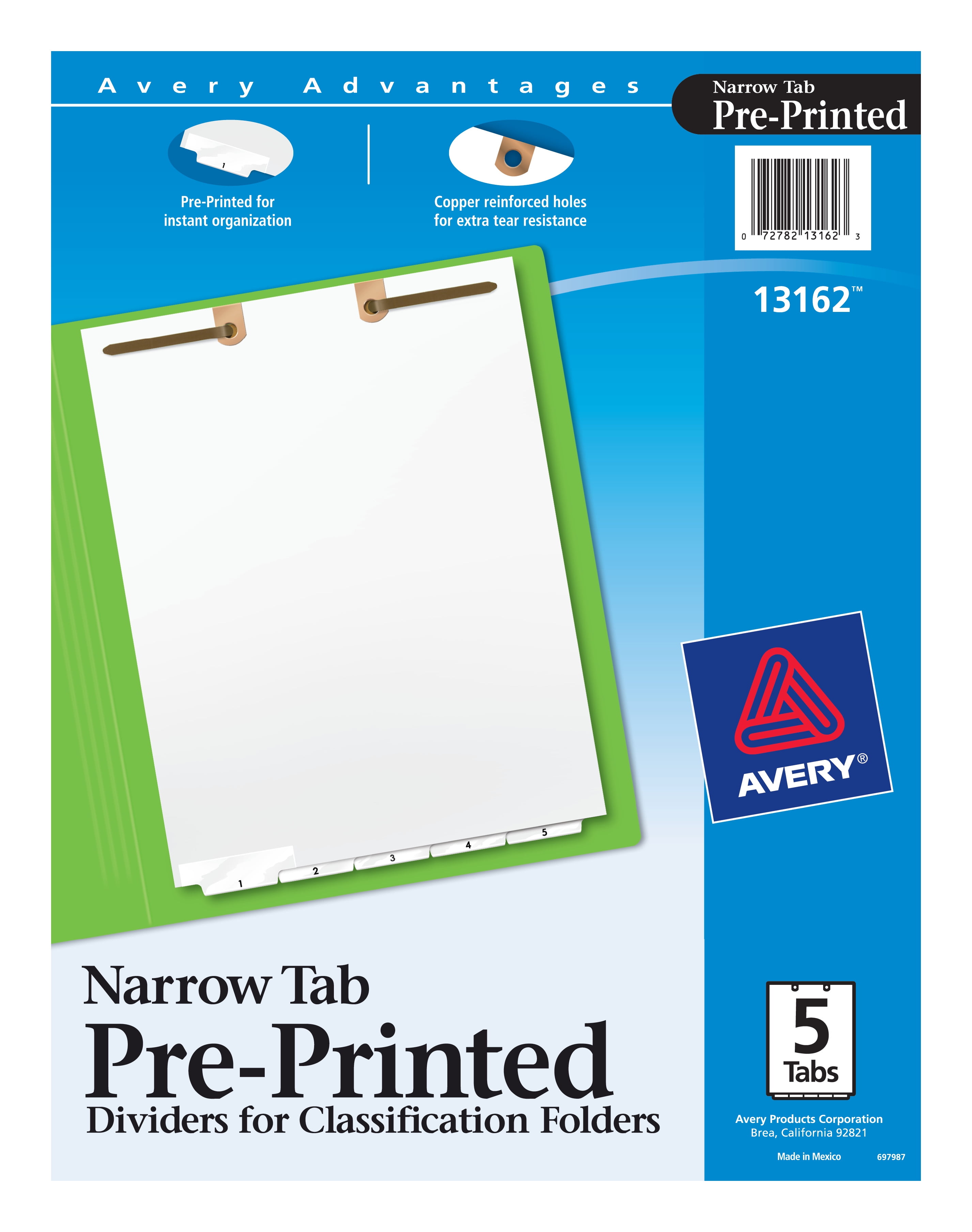 Avery Preprinted Dividers for Classification Folders, Narrow Bottom ...