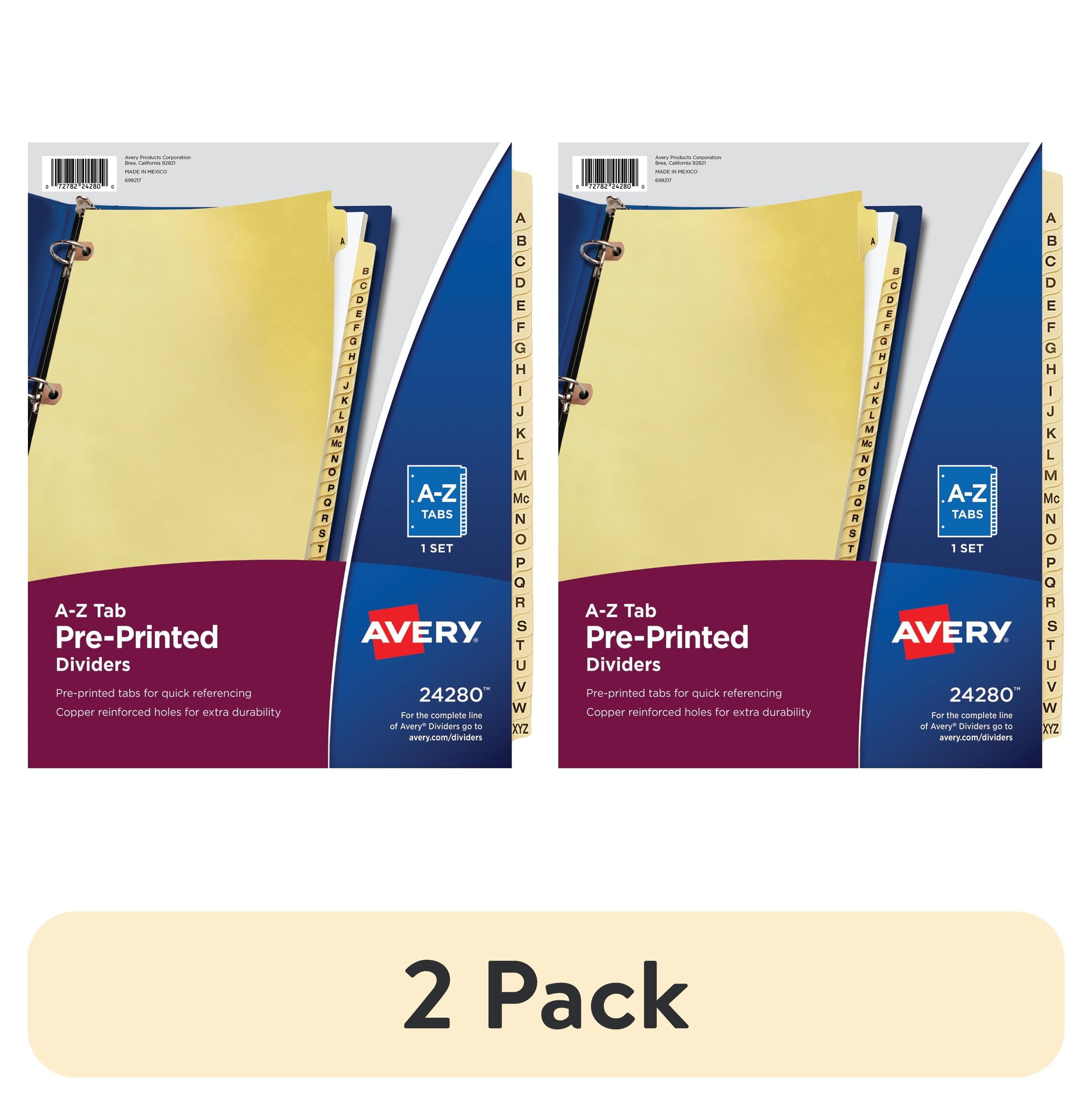 (2 pack) Avery Preprinted Laminated Tab Dividers, Copper Reinforced ...