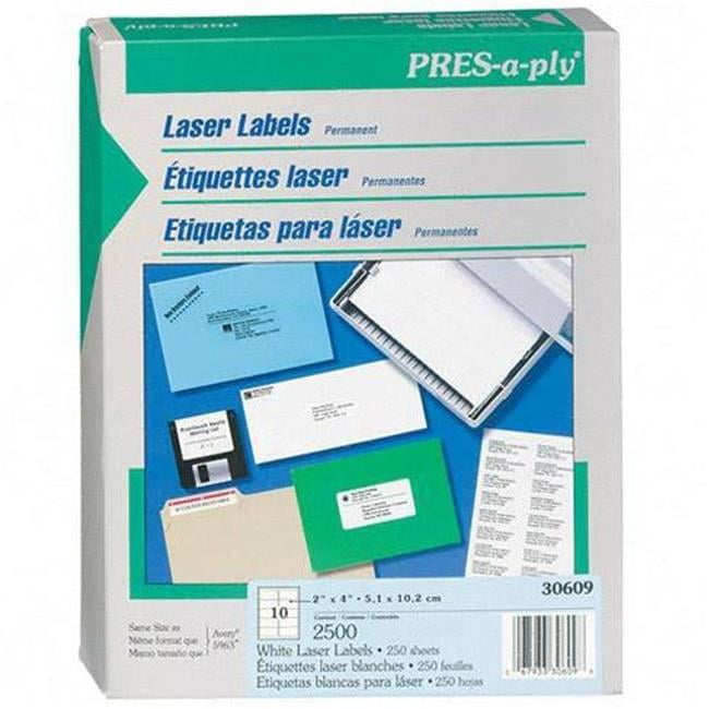 Avery Pres-A-Ply Laser Address Labels 2 x 4 White 2500/Box - Walmart.com