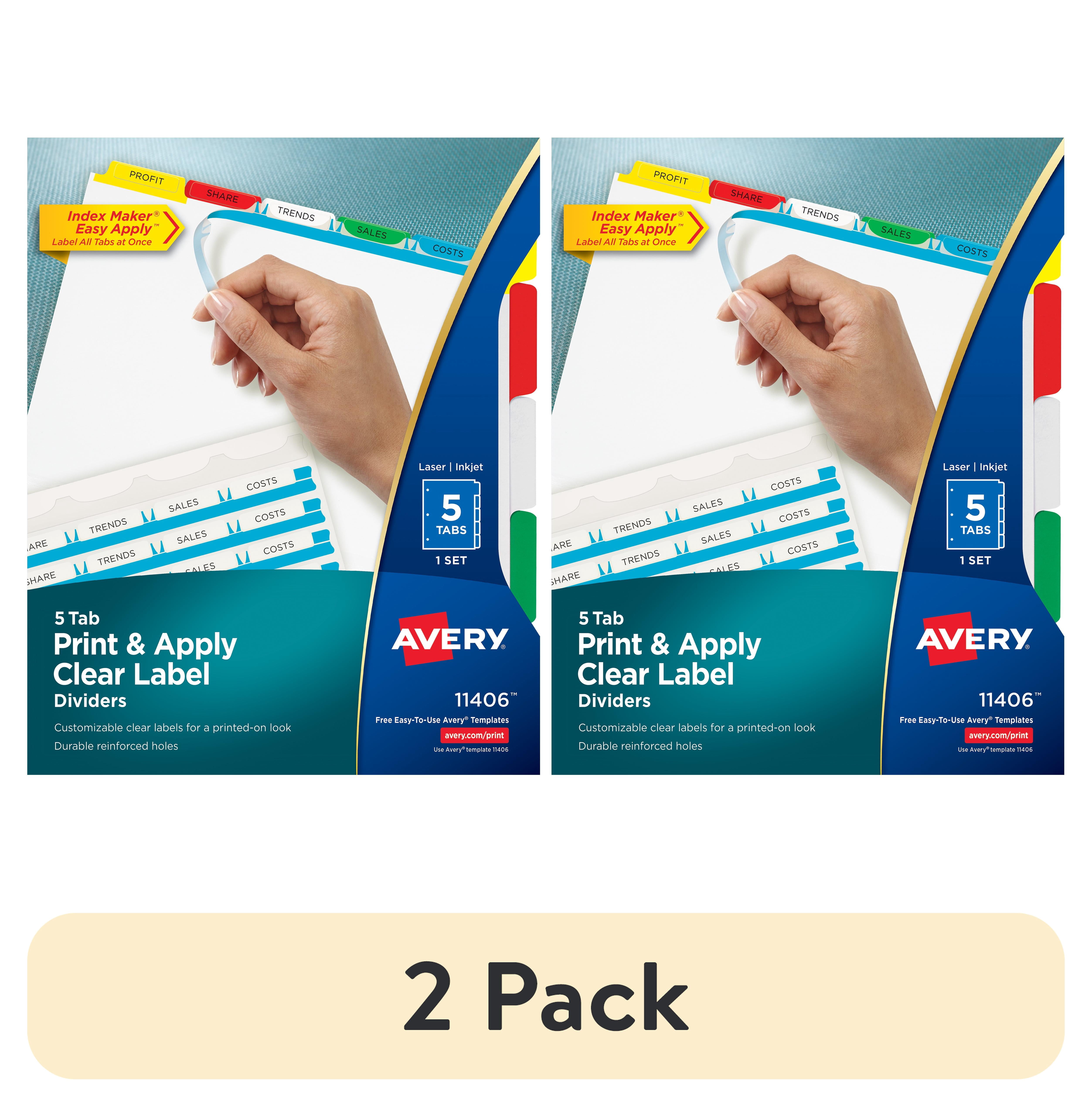 (2 pack) Avery Print & Apply Clear Label Dividers, Index Maker Easy ...