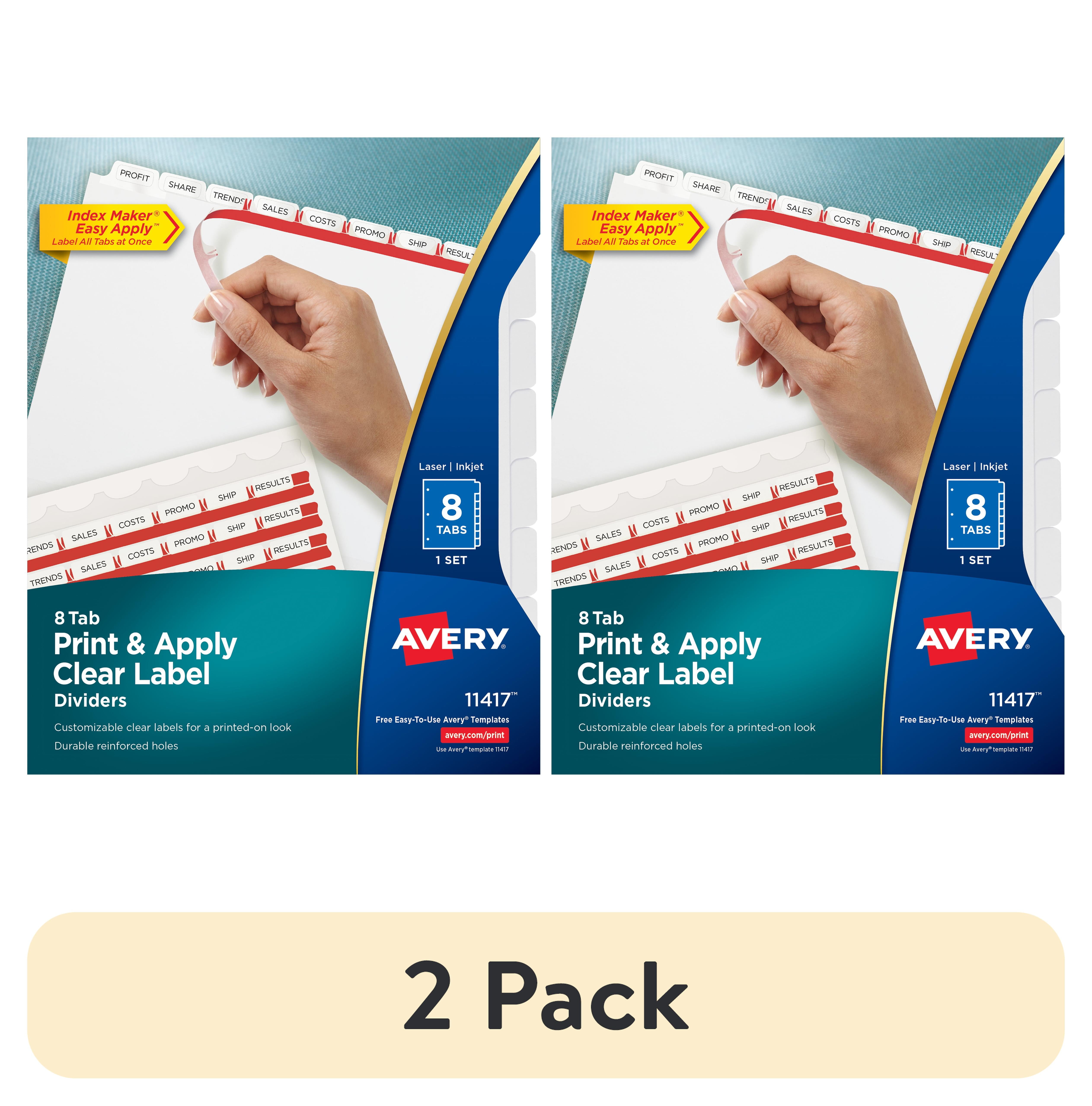 (2 pack) Avery Print & Apply Clear Label Dividers, Index Maker Easy ...