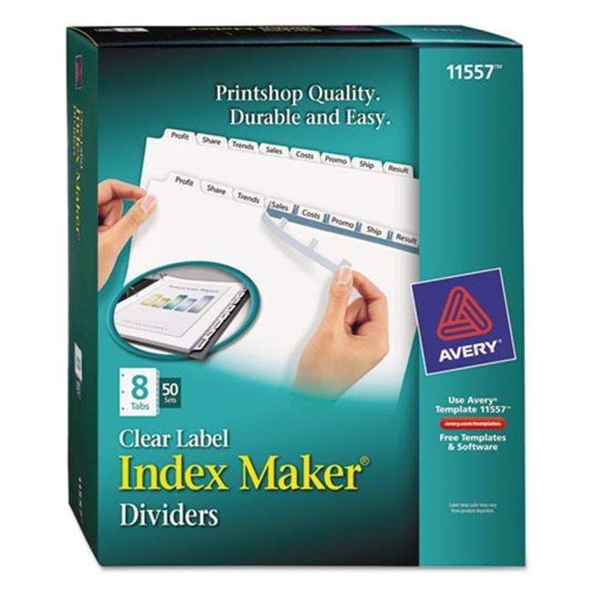Avery-Dennison 11557 Print & Apply Clear Label Dividers With White Tabs ...