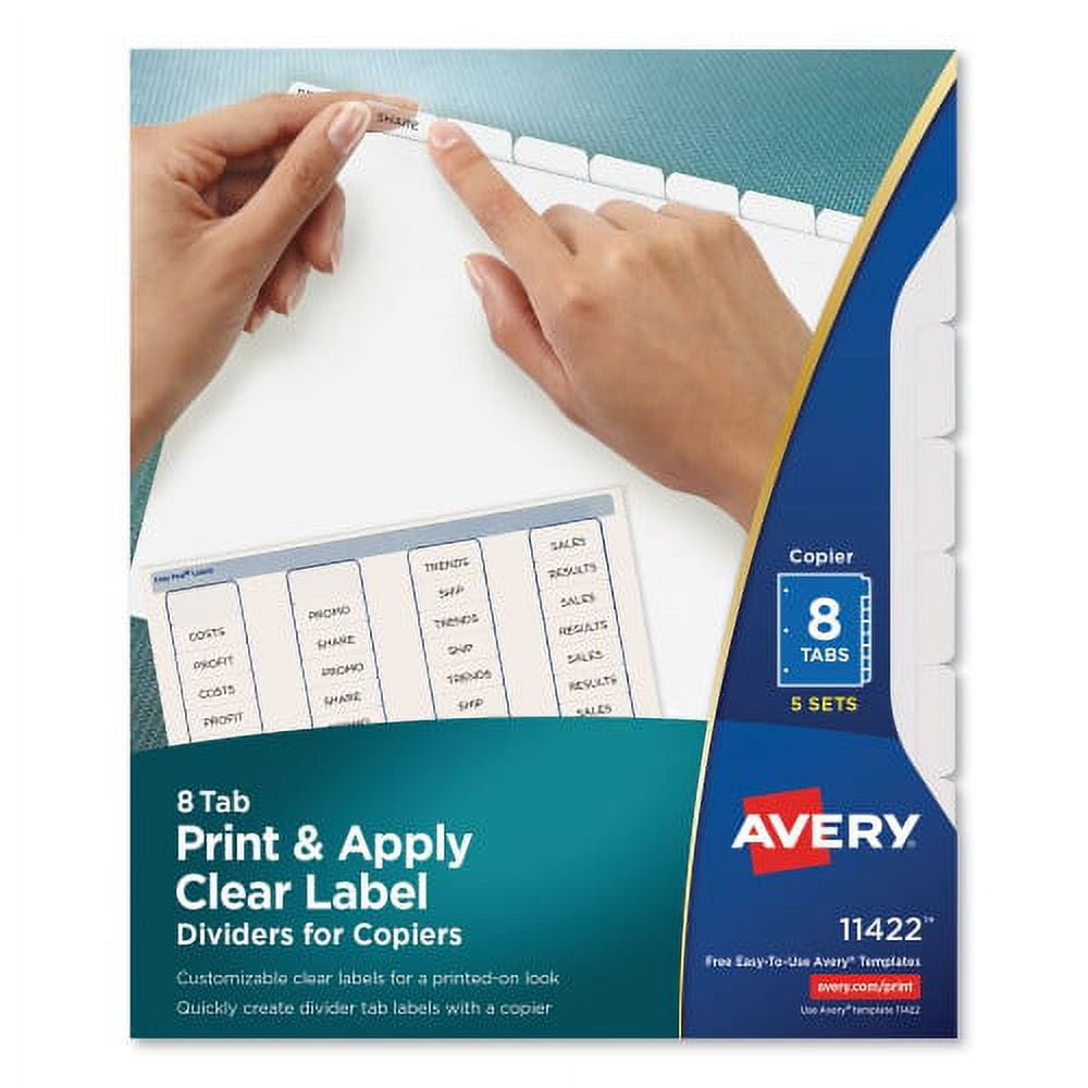 Avery Print and Apply Index Maker Clear Label Dividers, Copiers, 8-Tab ...