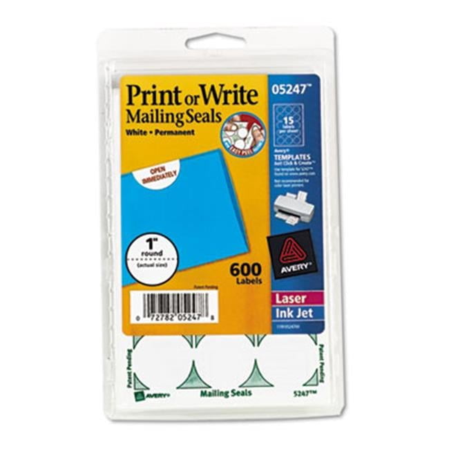 Avery Print or Write Mailing Seals- 1in dia.- White- 600-Pack - Walmart.com
