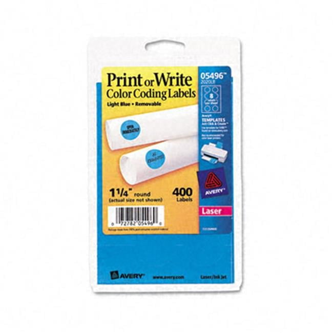Avery Print or Write Removable Color-Coding Labels- 1-1/4in dia- Light ...