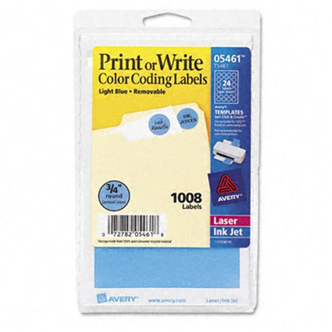 Avery Print or Write Removable Color-Coding Labels- 3/4in dia- Light ...