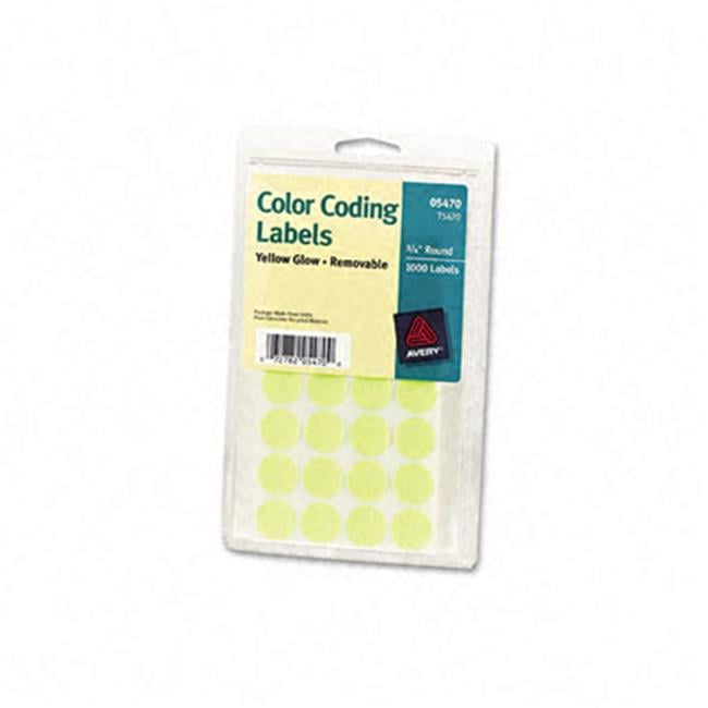 Avery Print or Write Removable Color-Coding Labels- 3/4in dia- Neon ...