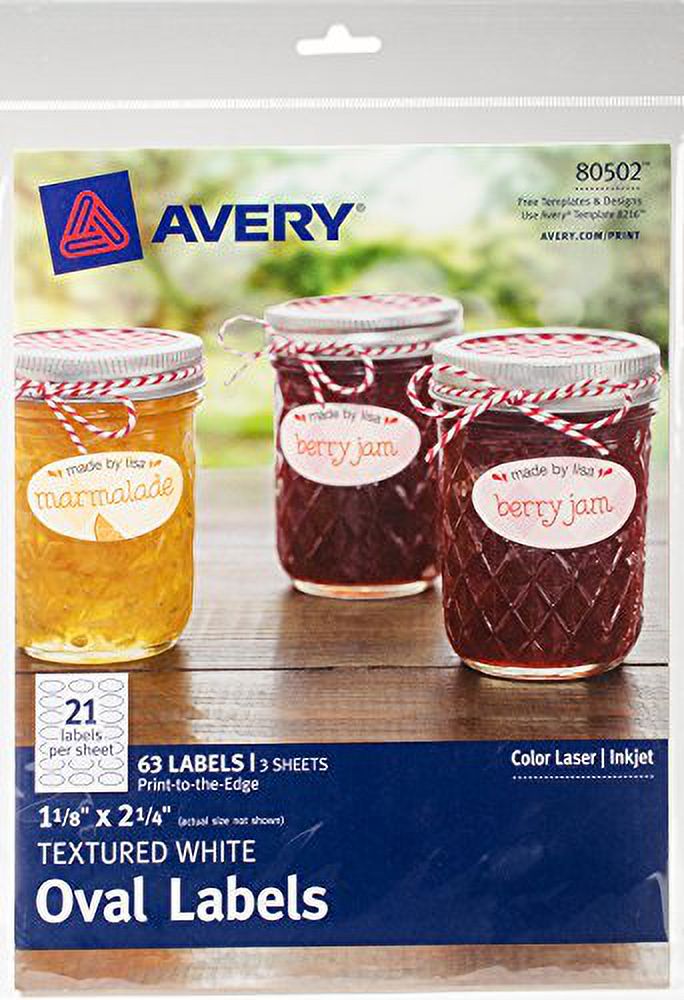 Avery Printable Blank Oval Labels, 1-1/8" x 2-1/4", Textured Matte ...