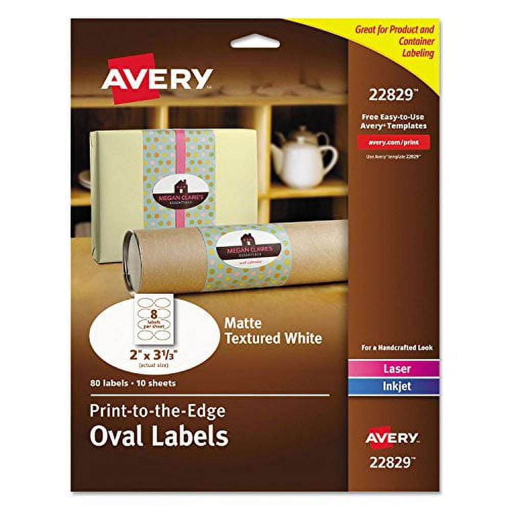 Avery Printable Blank Oval Labels, 2" x 3-1/3", Textured Matte White ...