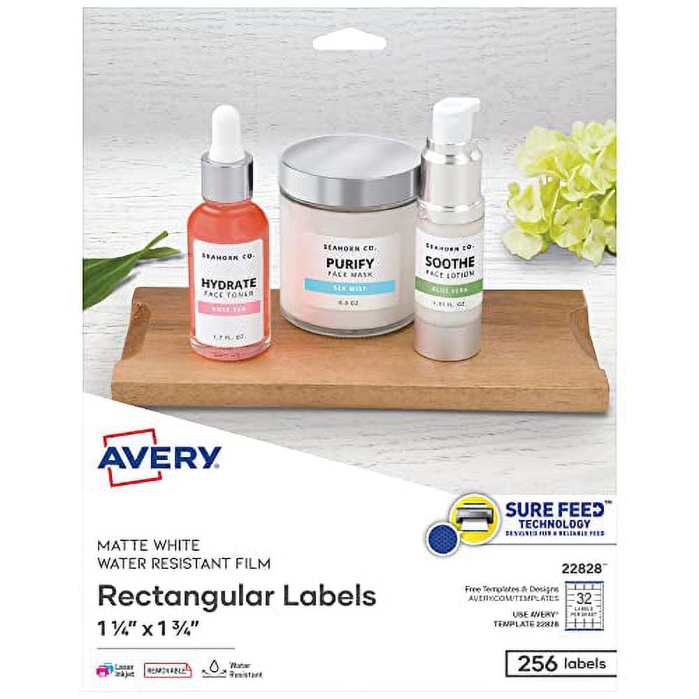 Avery Printable Blank Rectangle Labels, 1.25" x 1.75", White, 256 ...