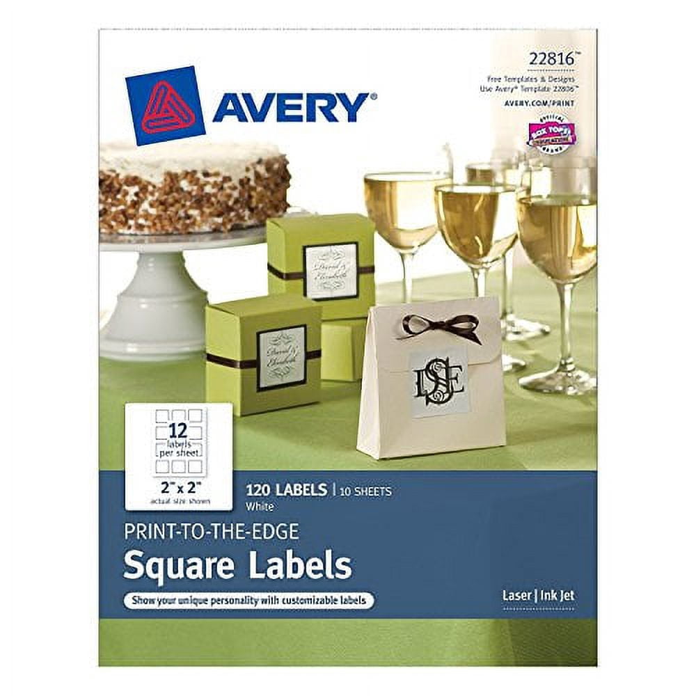 Avery Printable Blank Square Labels, 2" x 2", Matte White, 120 ...