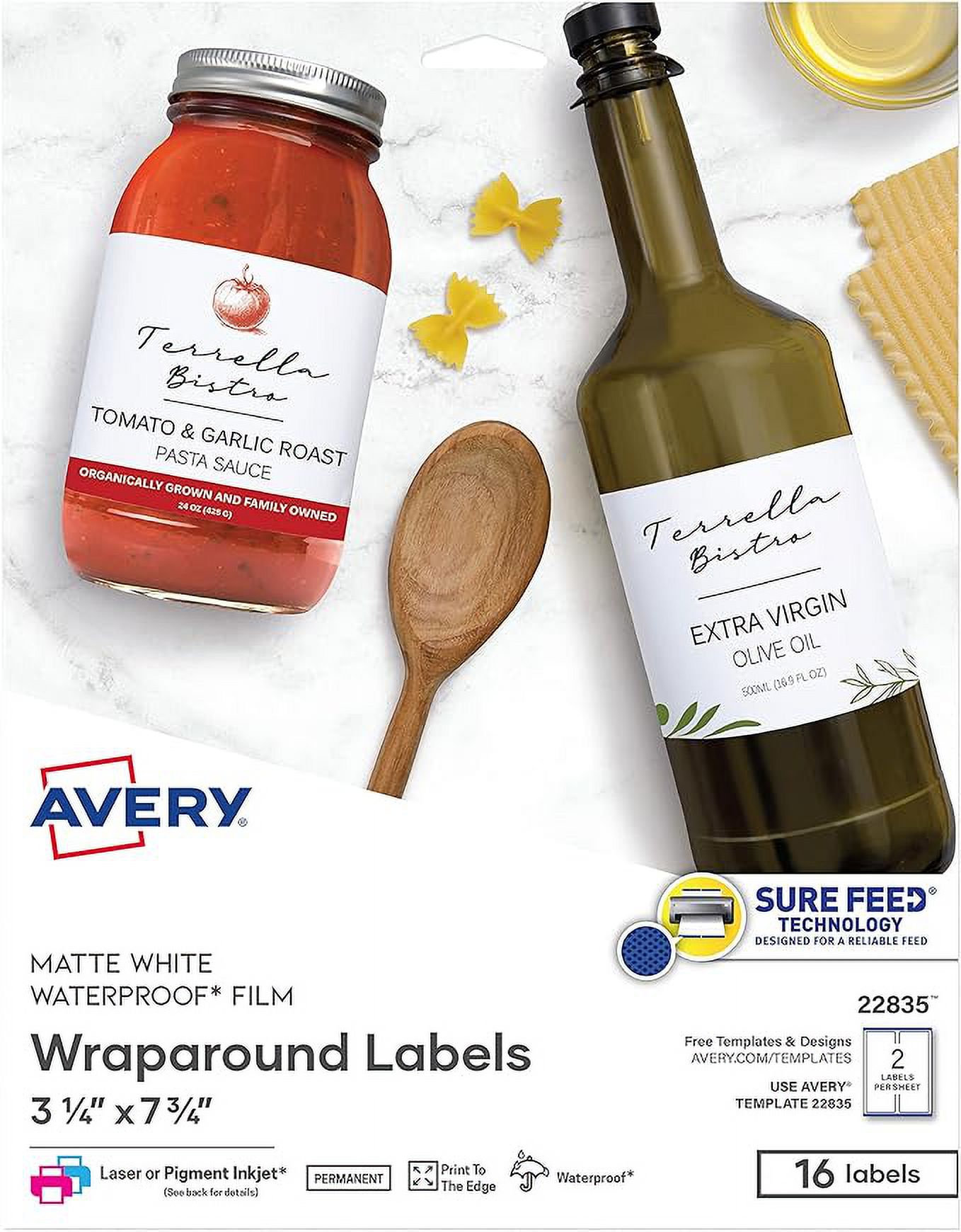 Avery Printable Blank Wraparound Rectangle Labels, 3.25" x 7.75", Matte ...