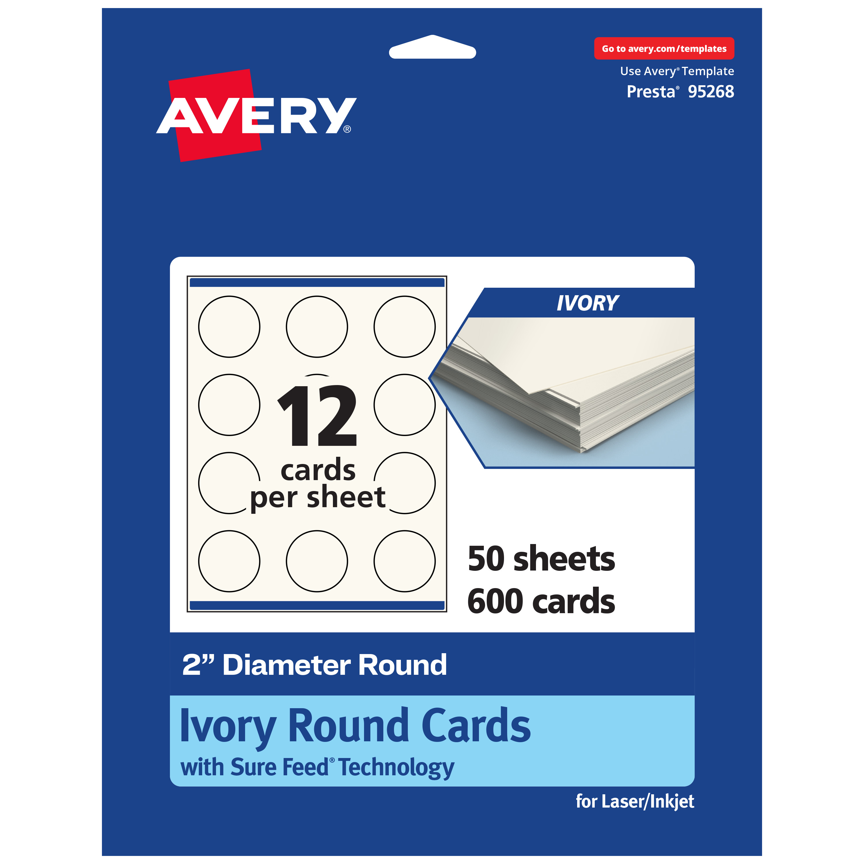 Avery Printable Business Cards, 2" Diameter, Ivory, 600ct - Walmart.com