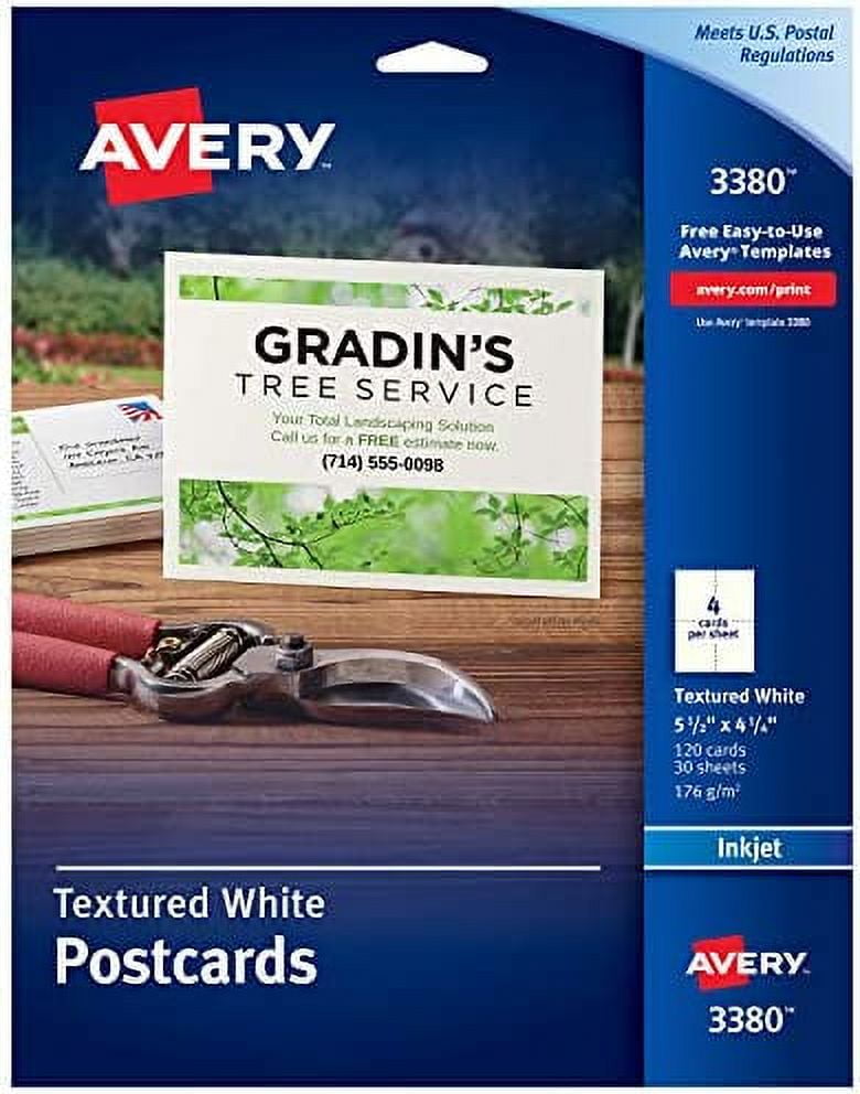 Avery Printable Postcards, Inkjet, 65 lb, 4.25 x 5.5, Textured Matte ...