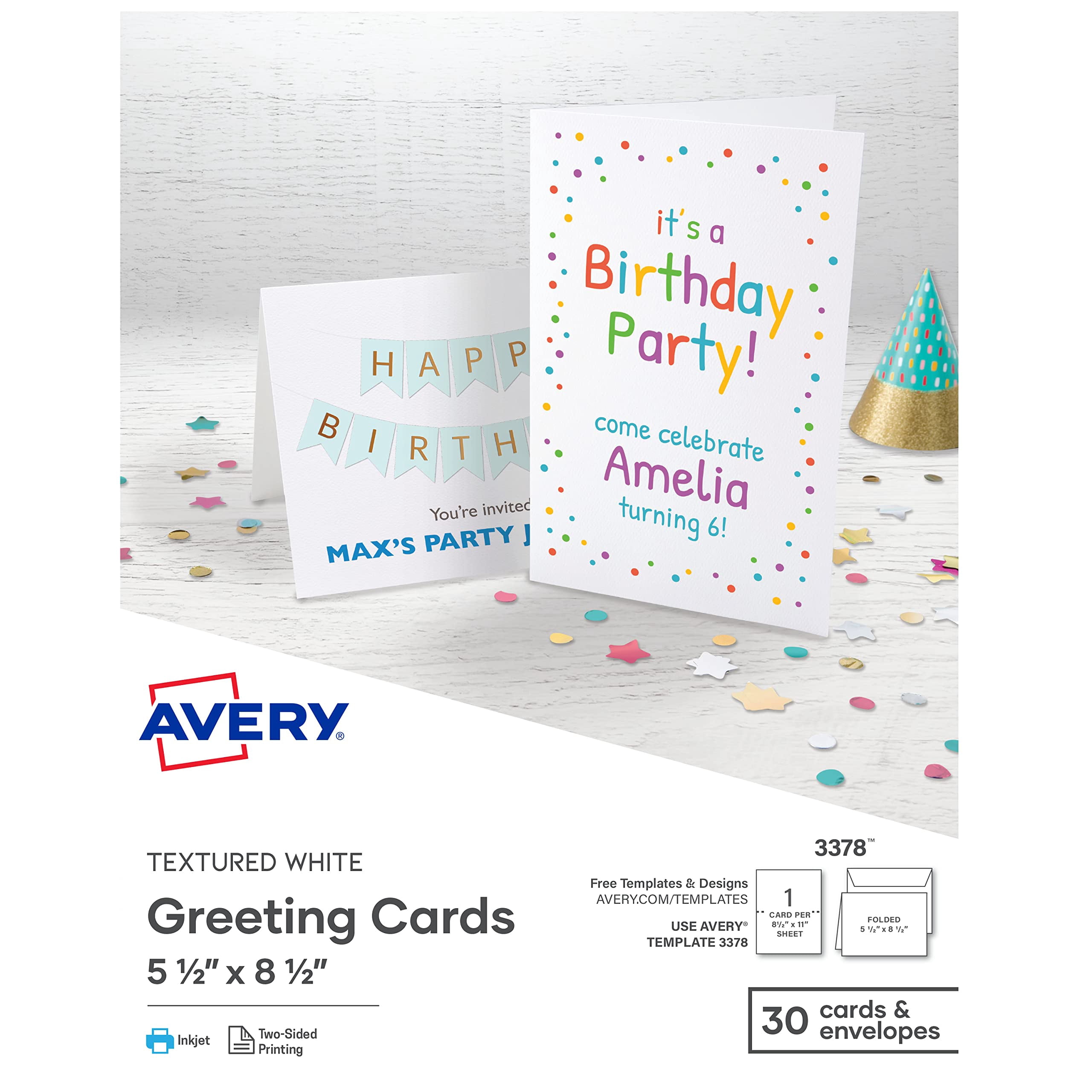 Avery Printable Greeting Cards, Half-Fold, 5.5" x 8.5", Textured White ...