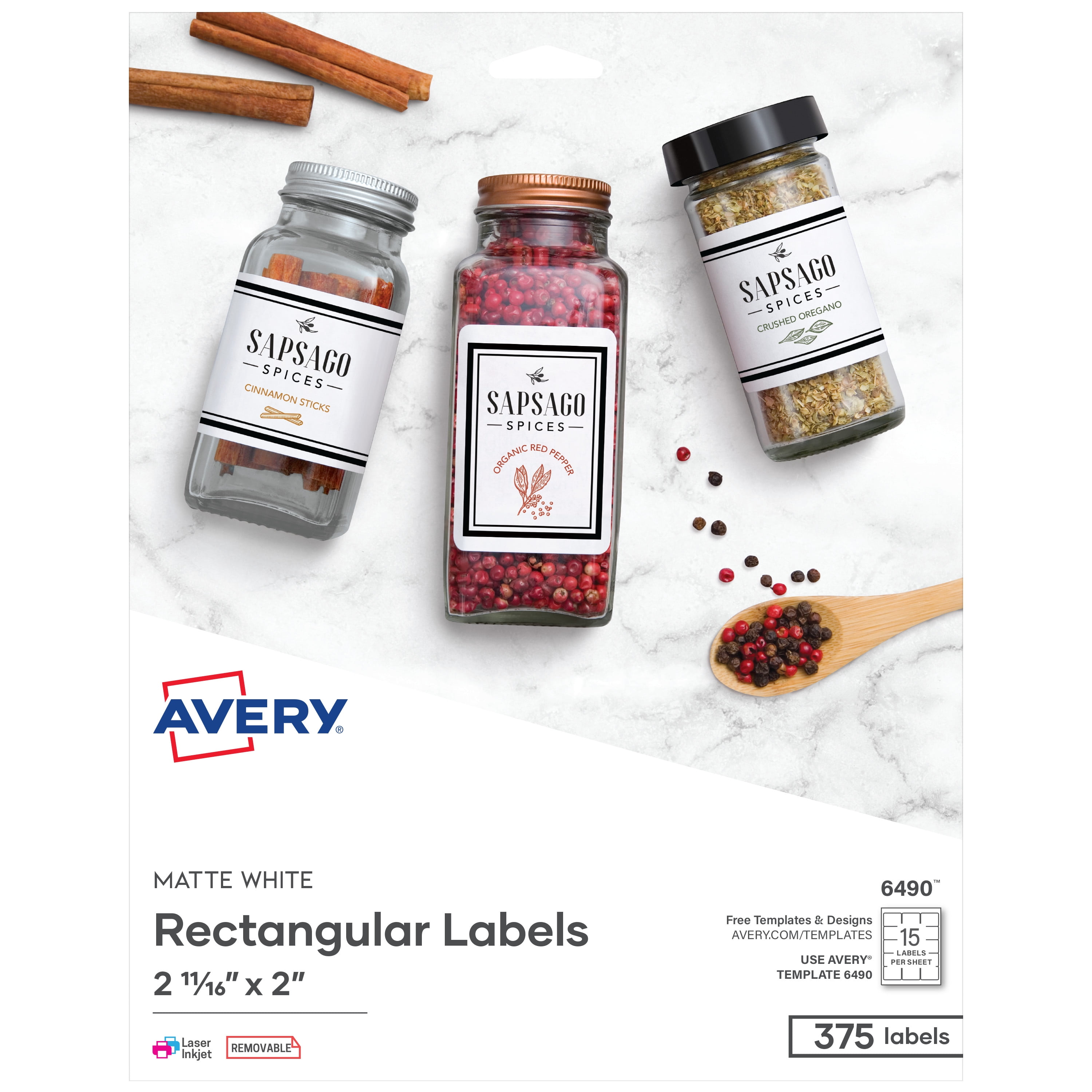 Avery Inkjet Printer Compatible, Matte White Printable Labels, 2-11/16 ...