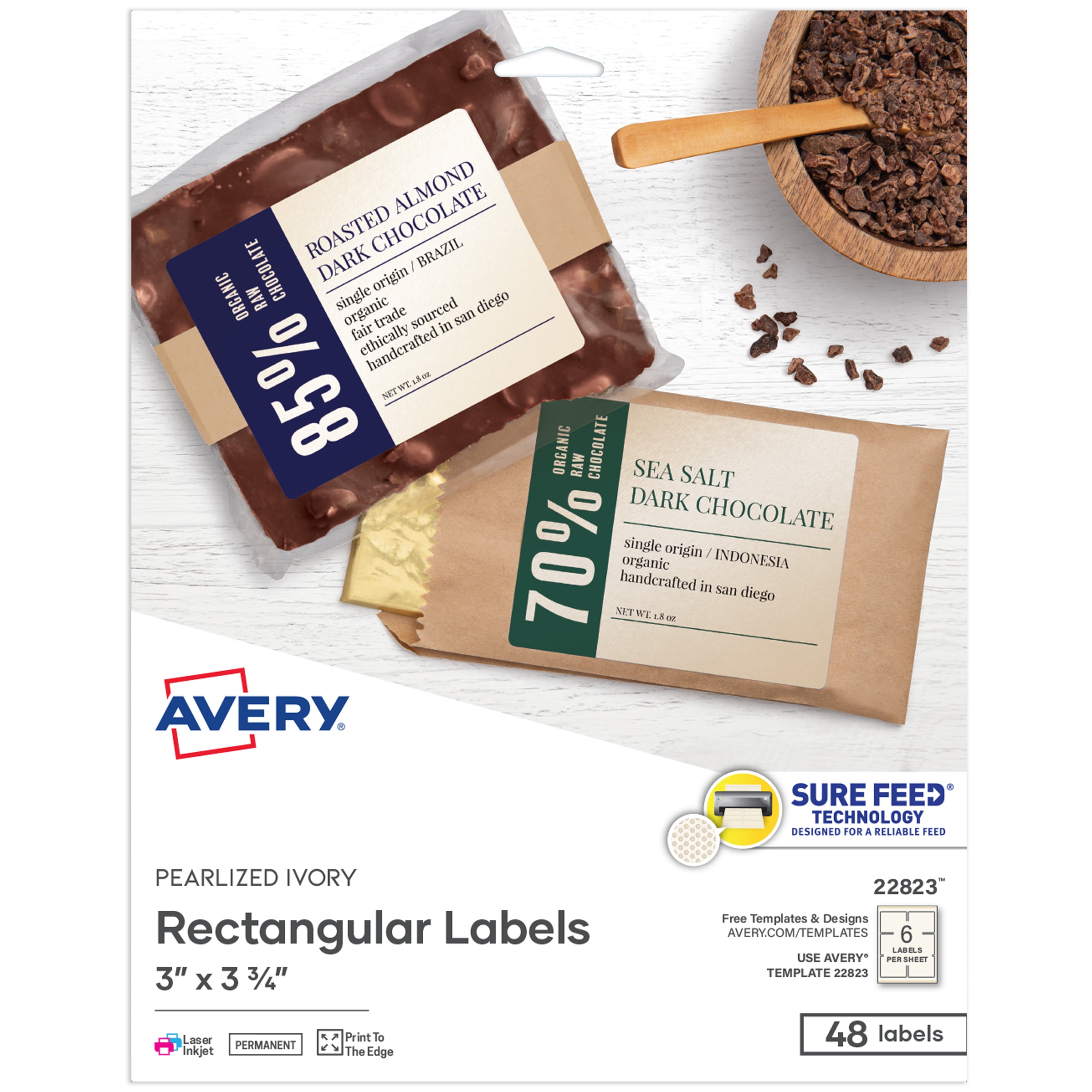 Avery, Rectangle Labels, 3" x 3.75", Pearlized Ivory, 48ct - Walmart.com