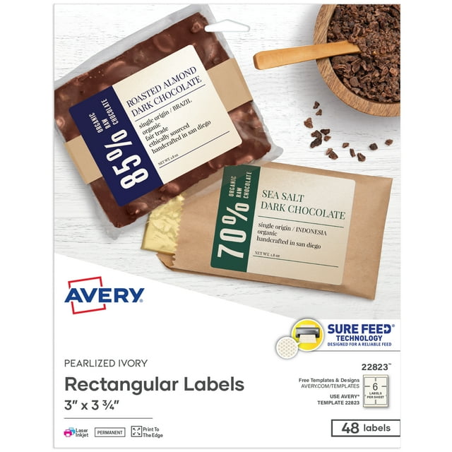 Avery Rectangle Labels, 3" x 3.75", Pearlized Ivory, 48ct (22823 ...