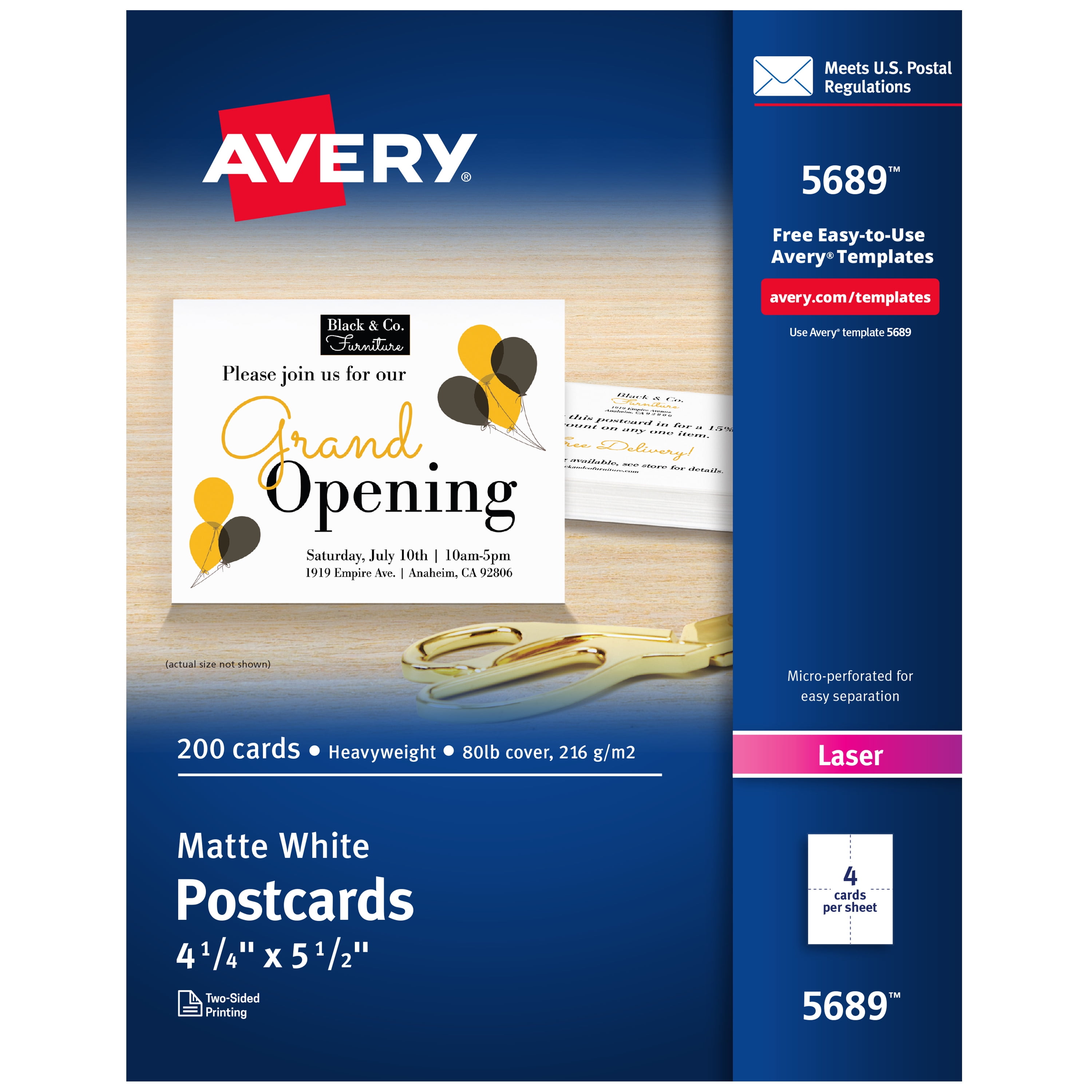 "Avery Custom Printed Blank Postcard Paper, 200 pack, 4.25"" x 5.5 ...