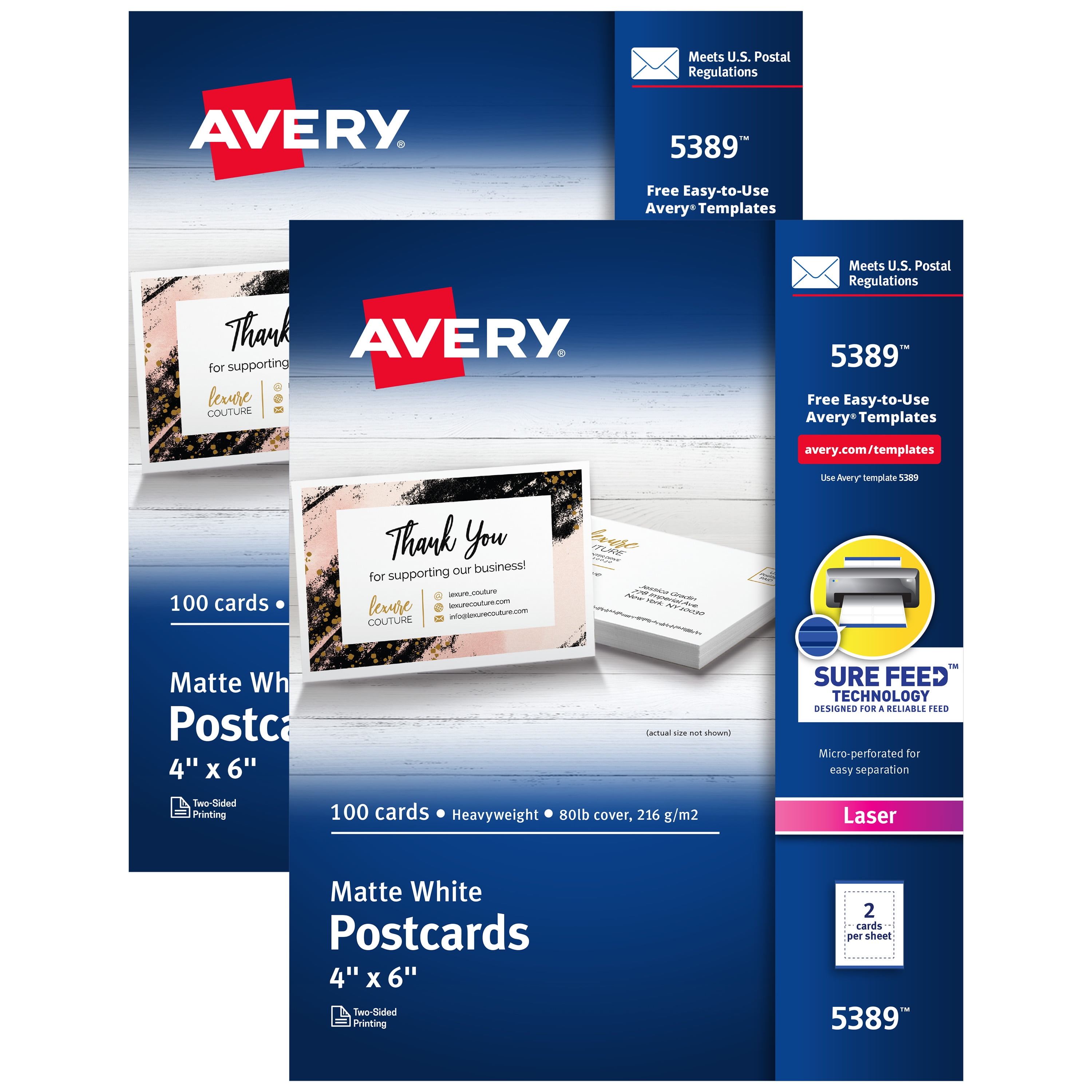 Avery Printable Postcards with Sure Feed, 4" x 6", White (15389 ...