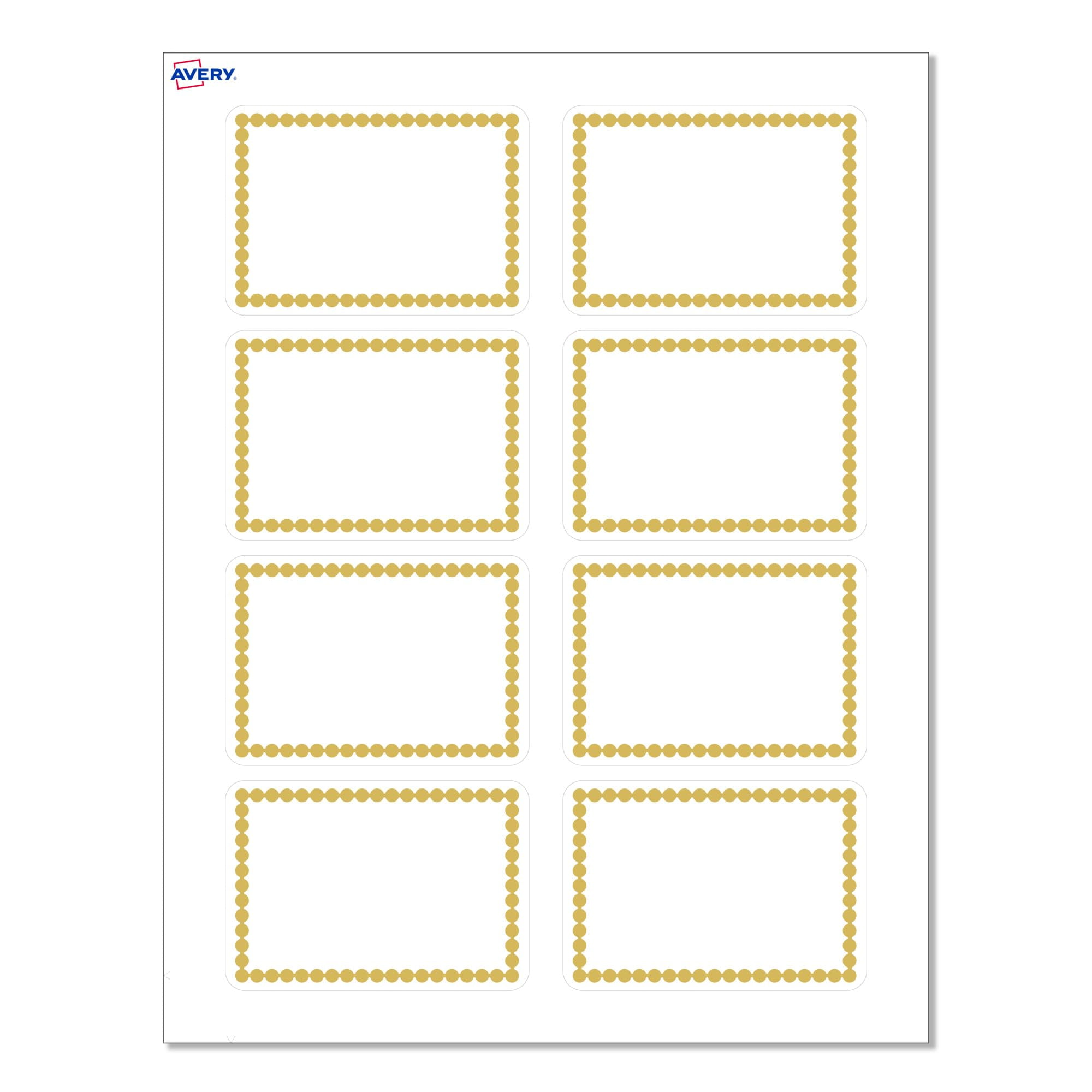 Avery Printable Rectangle Adhesive Name Tags, Multi-Lined Gold Border ...