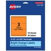 Avery Printable Rectangle Labels, Bright Orange, 1-1/3" x 4", 1,120ct ...