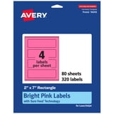 Avery Printable Rectangle Labels, Bright Pink, 2" x 7", 320ct - Walmart.com