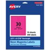 Avery Printable Rectangle Labels, Neon Magenta, 2" x 3.5", 640ct ...