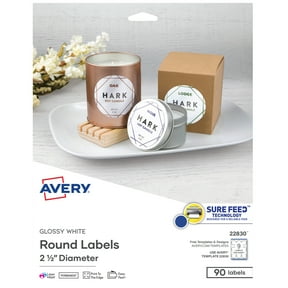 "Avery Printable Round Labels for Laser Printers, 2-1/2"", 300 Pack ...