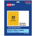 Avery Printable Round Labels, Bright Yellow, 1-2/3" Diameter, 800ct ...