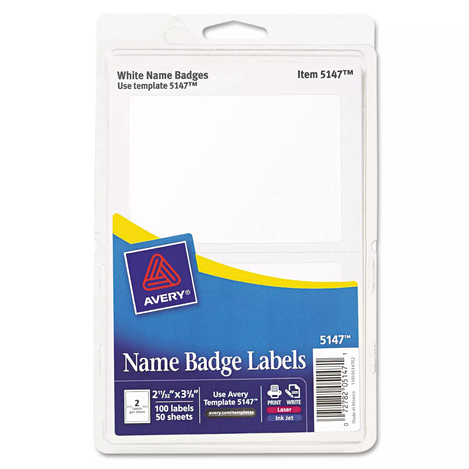 Avery Printable Self-Adhesive Name Badges 2-11/32 x 3-3/8 White 100 ...