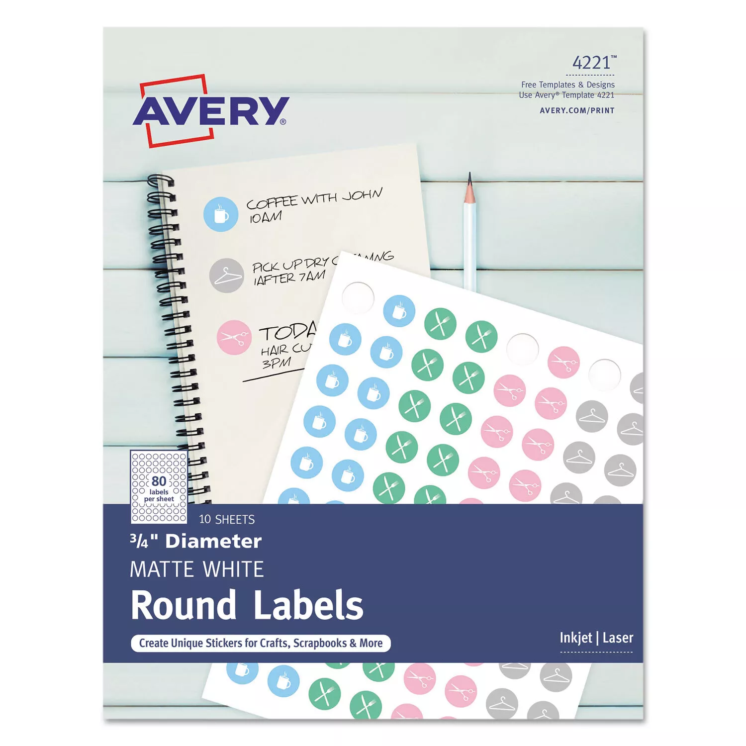 Avery Printable Self-Adhesive Permanent 3/4" Round ID Labels 3/4" dia ...