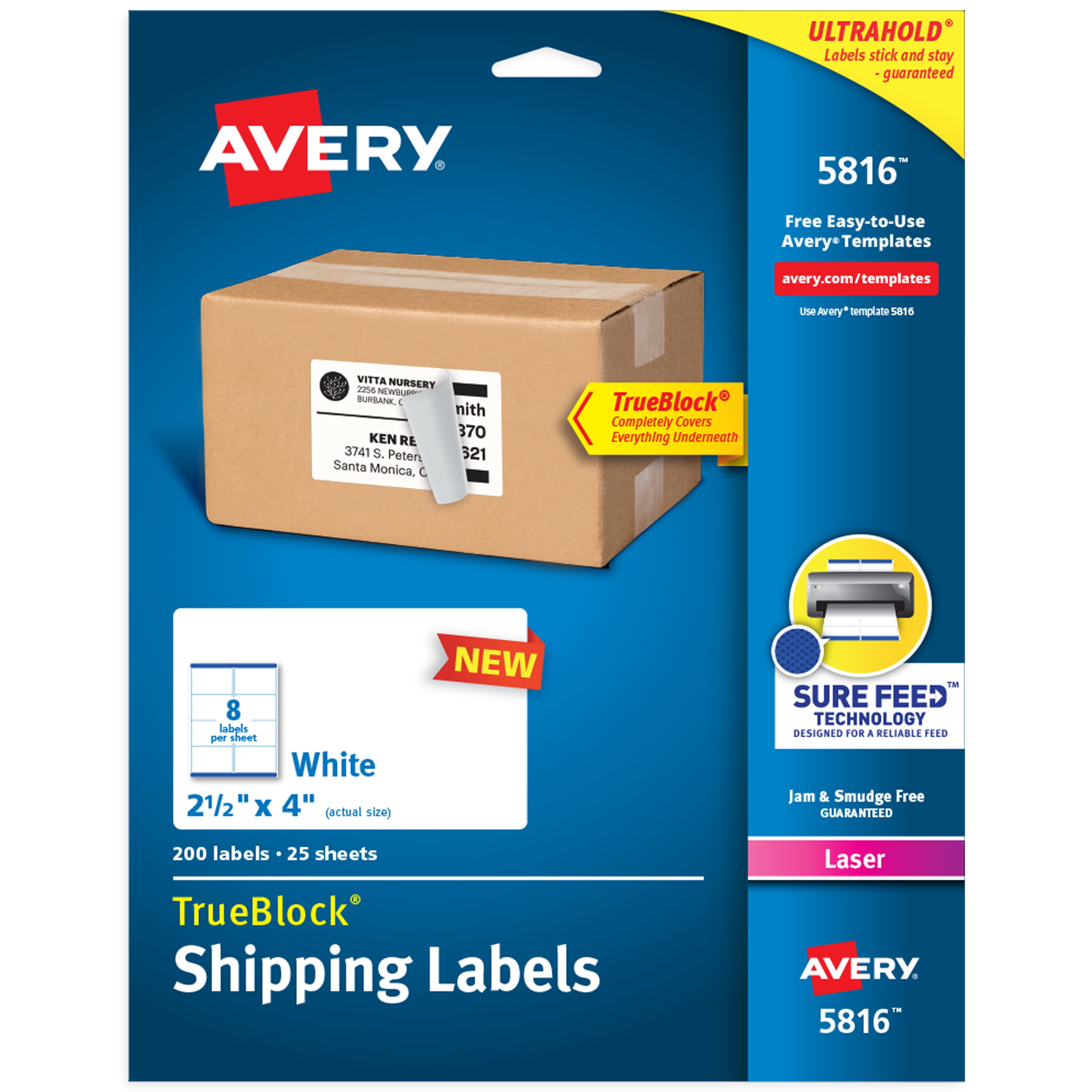 Avery Printable Shipping Labels, 2.5" x 4", 200 Labels (5816) - Walmart.com