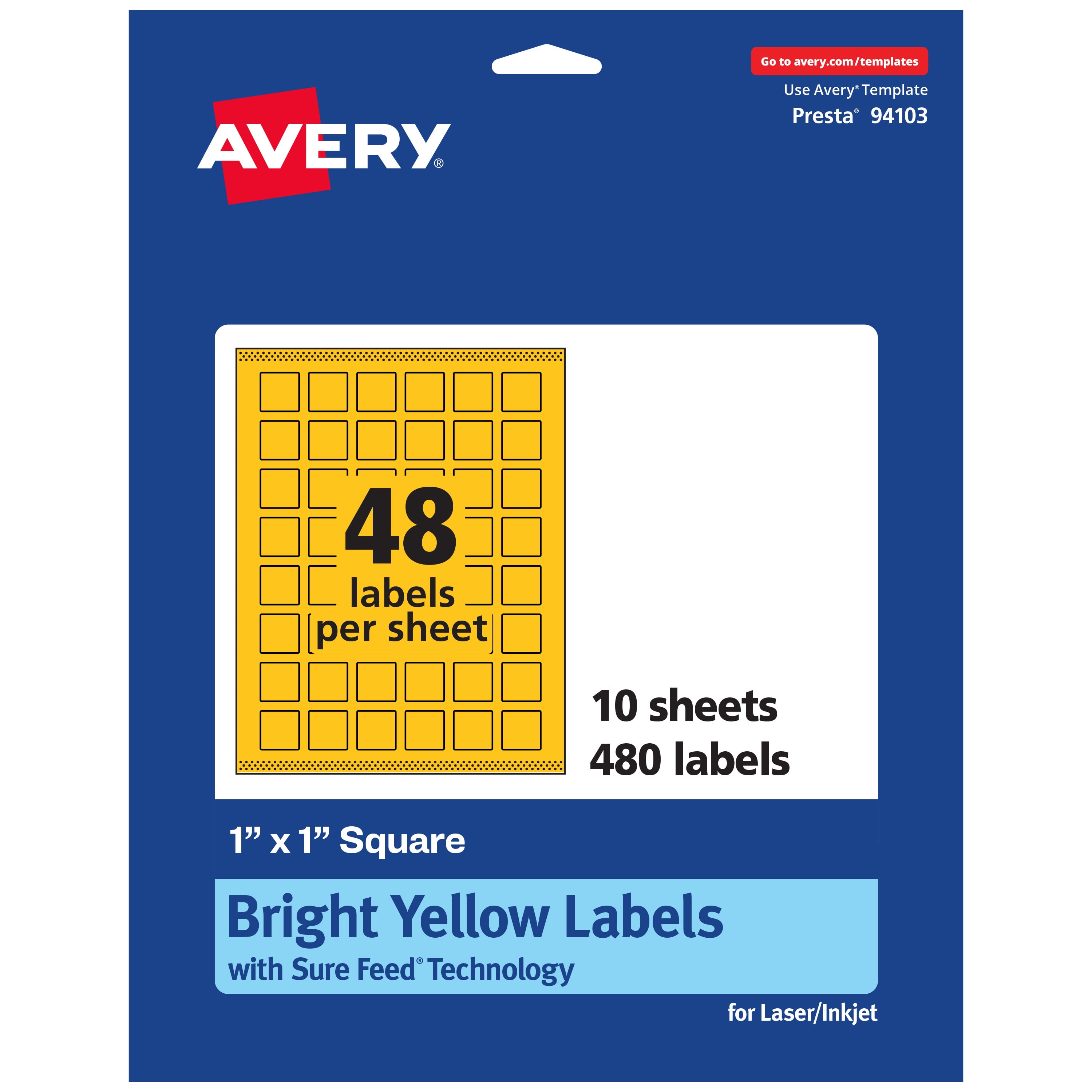 Avery Printable Square Labels, Bright Yellow, 1" x 1", 480ct - Walmart.com