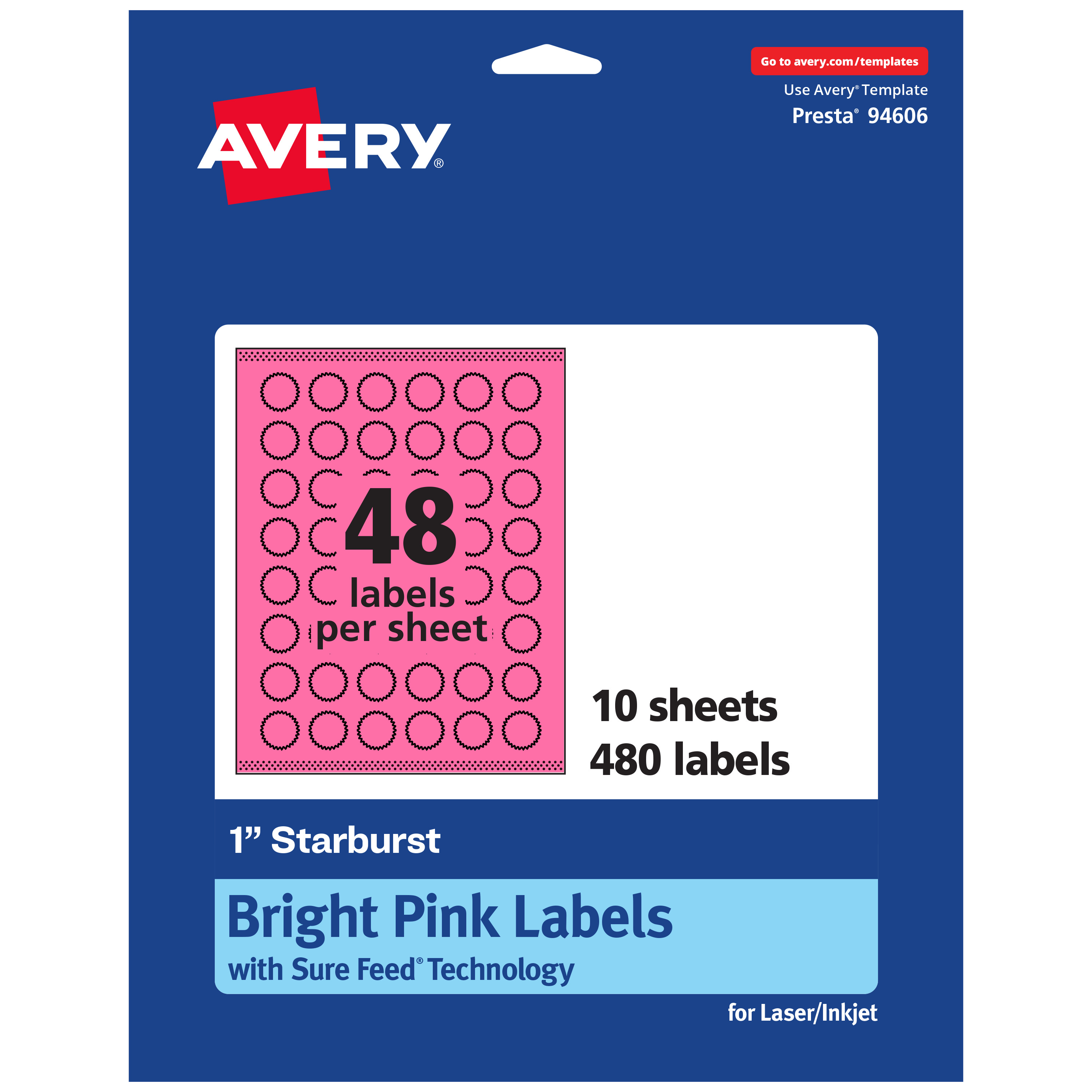 Avery Printable Starburst Labels, Bright Pink, 1", 480ct - Walmart.com
