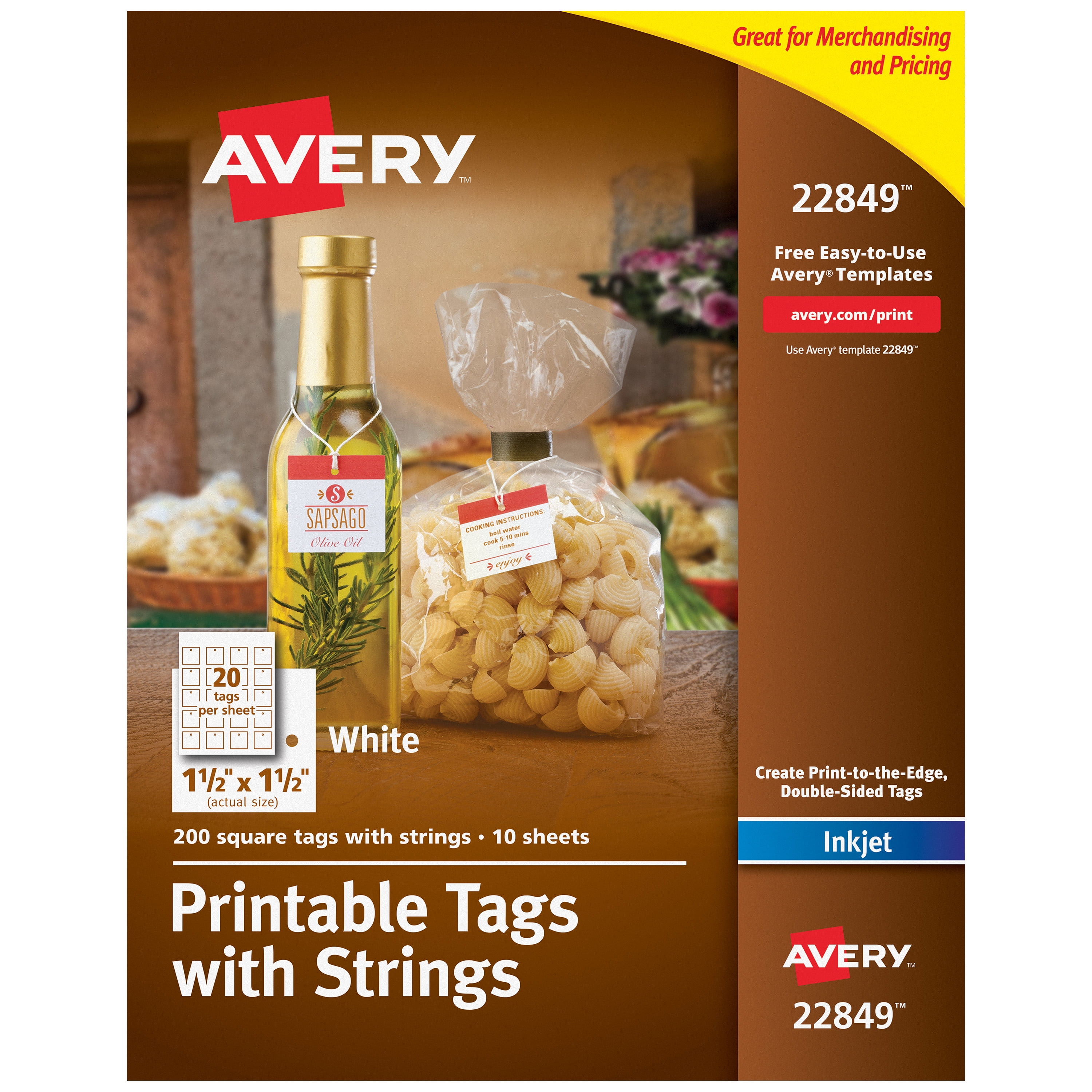 Avery Printable Tags with Strings, 1-1/2" x 1-1/2", 200 Tags (22849 ...