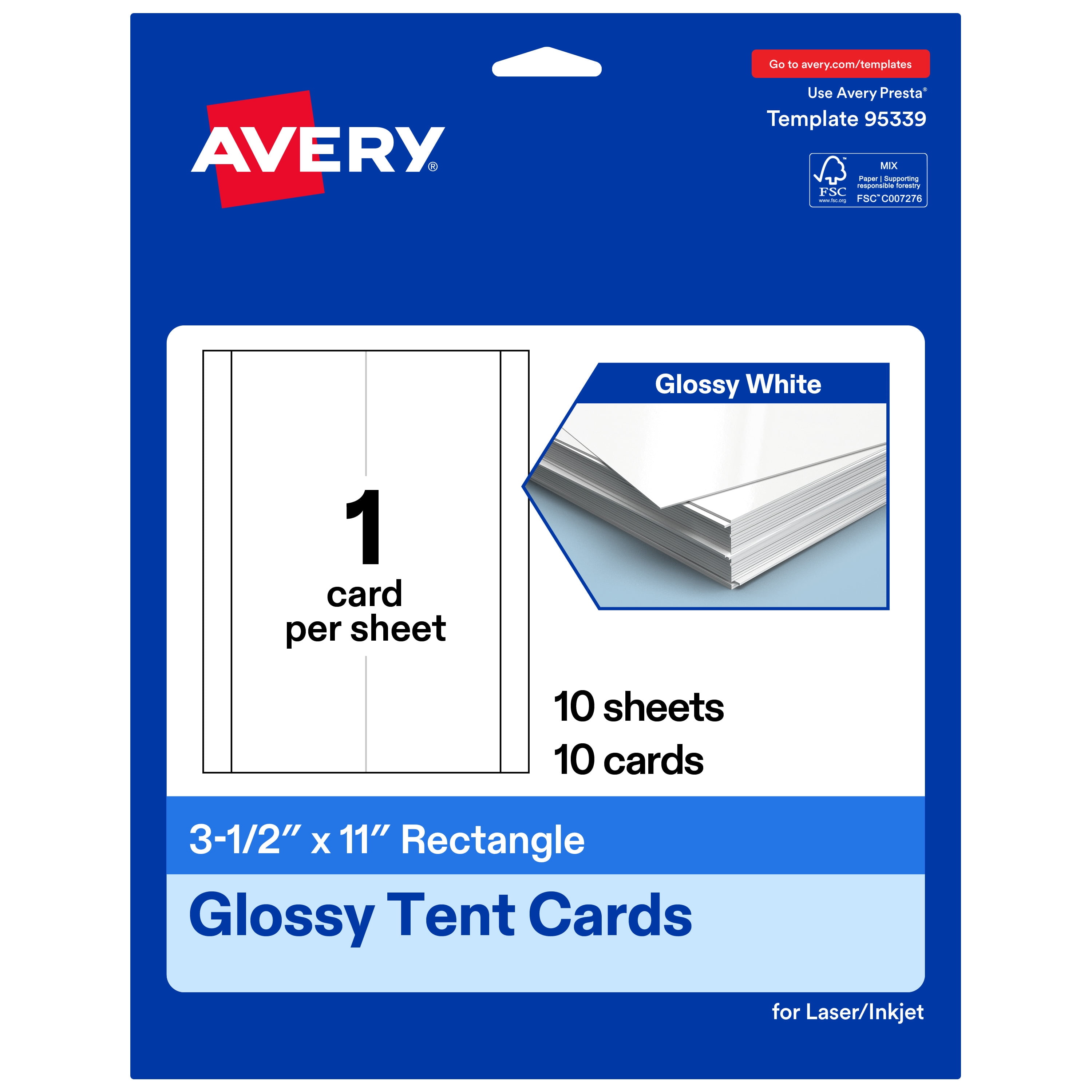 Avery Printable Tent Cards, 3.5" x 11", Glossy White, 10ct - Walmart.com