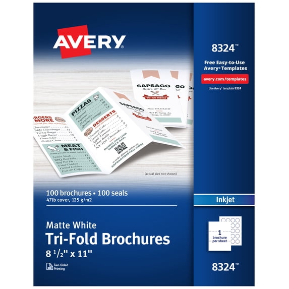 Avery 8324 Printable Tri-Fold Brochures with Mailing Seals for Inkjet ...