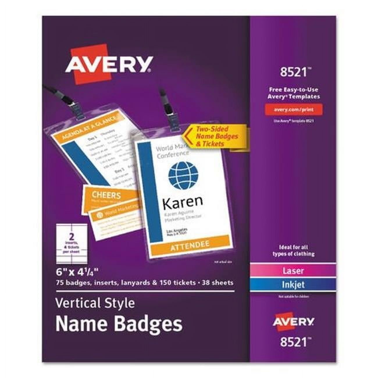 Avery Products AVE Lanyard-Style Badge Holder with Laser & Inkjet ...