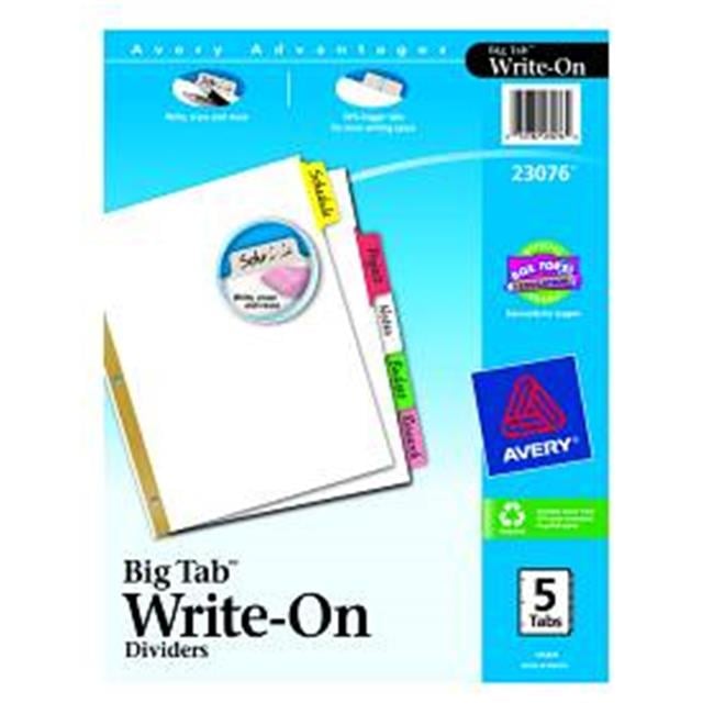 Avery Products Corporation Recycled Write-On Big Tab Divider 5 Tab 8 ...