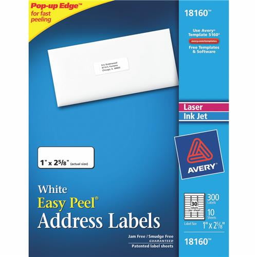 Avery Products Inkjet White Mailing Labels 300PK 1X2-5/8 MAIL LABEL ...