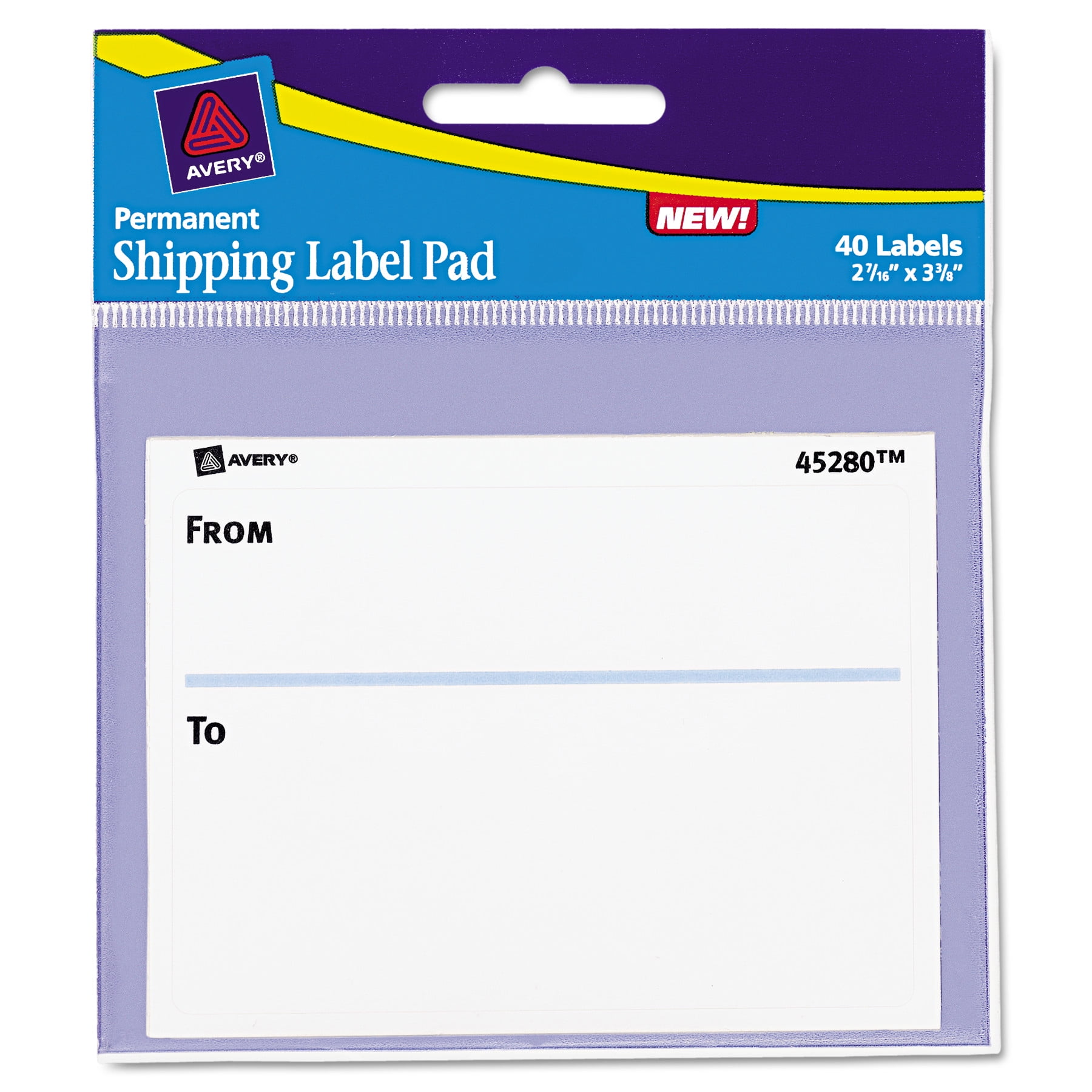 Avery(R) From/To Shipping Label Pad 45280, 3" x 4", Pad of 40 - Walmart.com