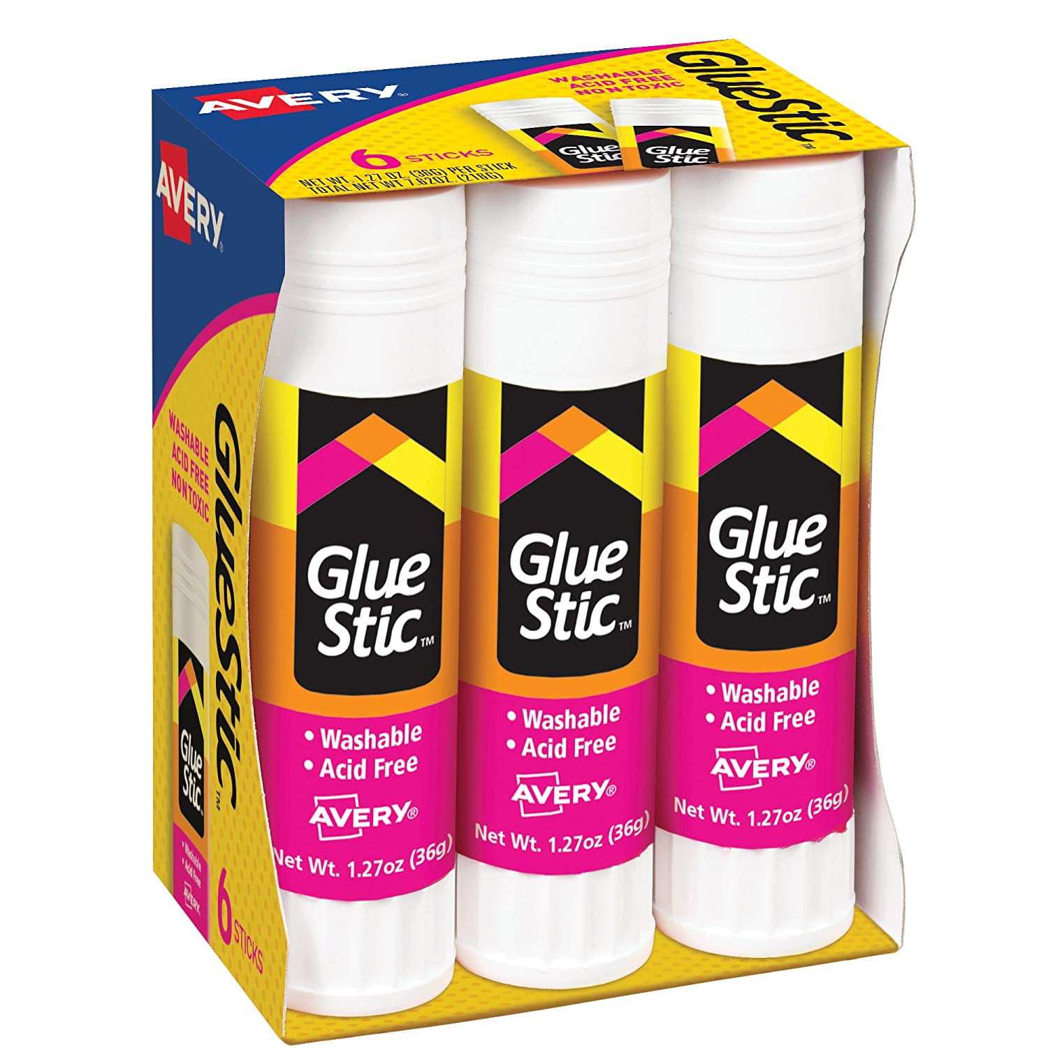 Avery(R) Glue Stic(TM) Washable, Nontoxic, Permanent Adhesive, 1.27 oz ...